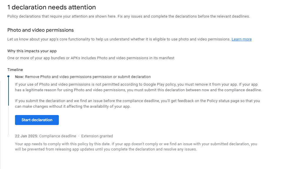 Google's Photo and Video Permissions policy